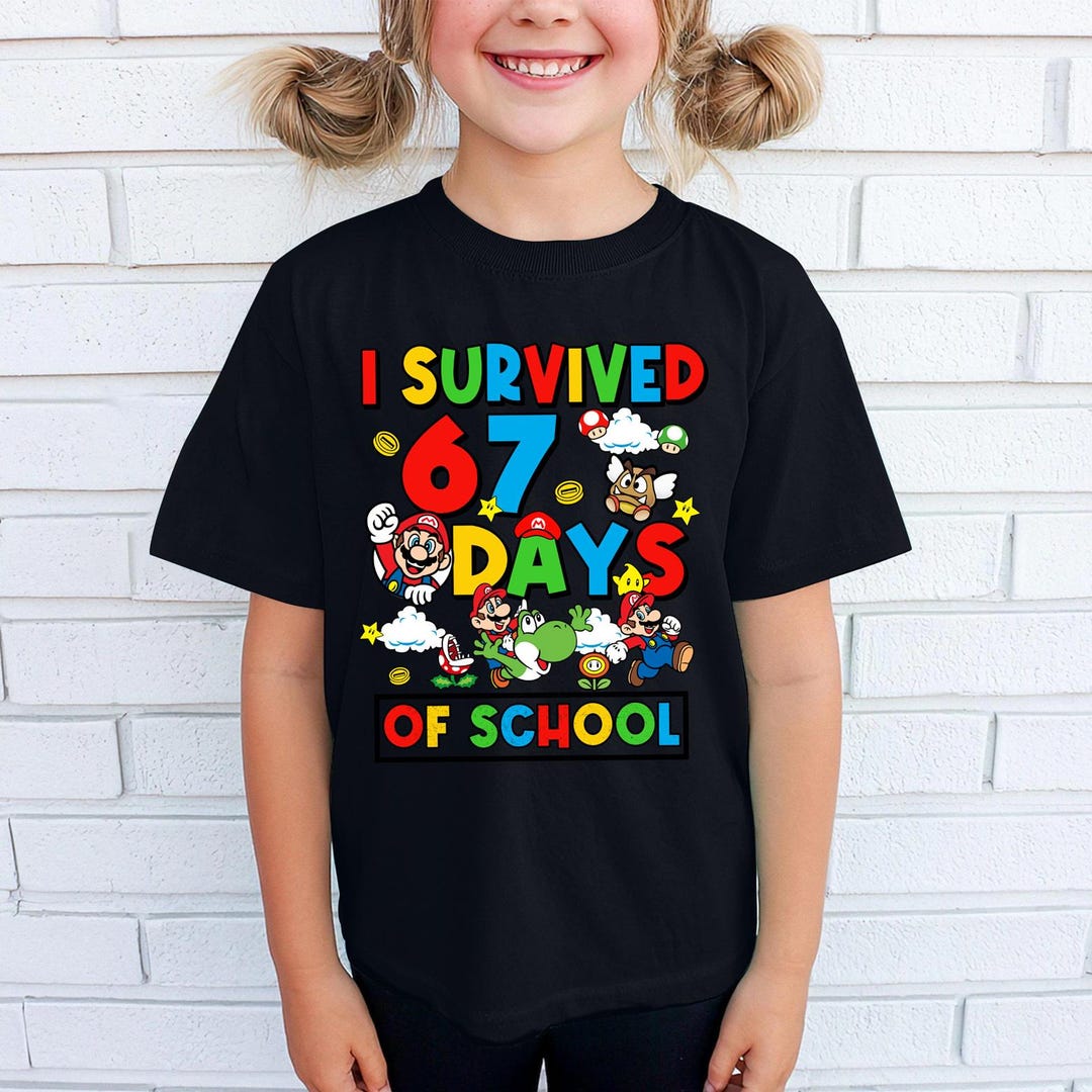 Mario Bros I Survived 67 Days of School T-shirt, Kid 67 Days of School ...