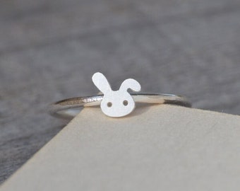 Sterling Silver Rabbit Ring Solid .925 Cute Cuddly Bunny Rings - Etsy
