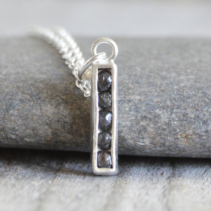Oxidized Diamond Bar Necklace - Etsy UK
