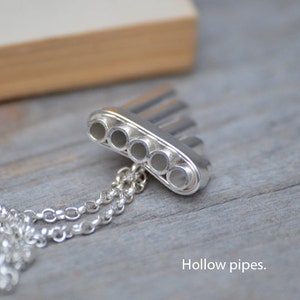 Peter Pan's Pipe Necklace in Solid Sterling Silver, Silver Pipe ...
