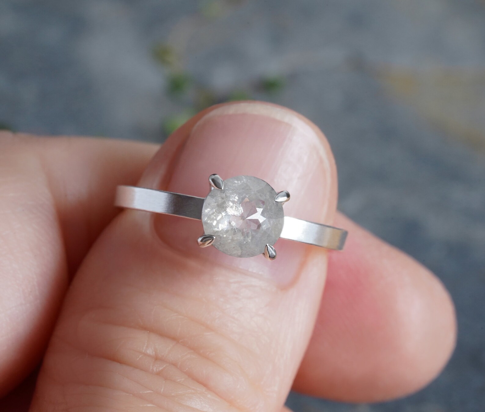 Ice White Diamond Engagement Ring Round Diamond Ring 0.91ct | Etsy