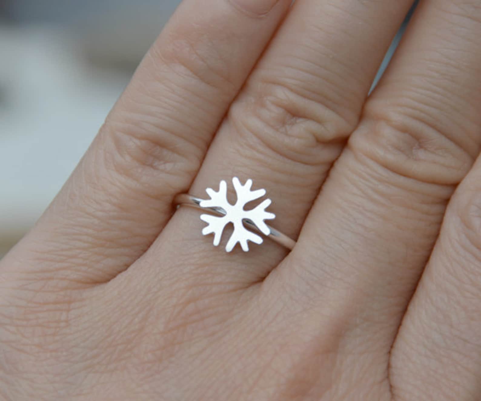 Snowflake Ring in Sterling Silver Silver Snowflake Ring - Etsy