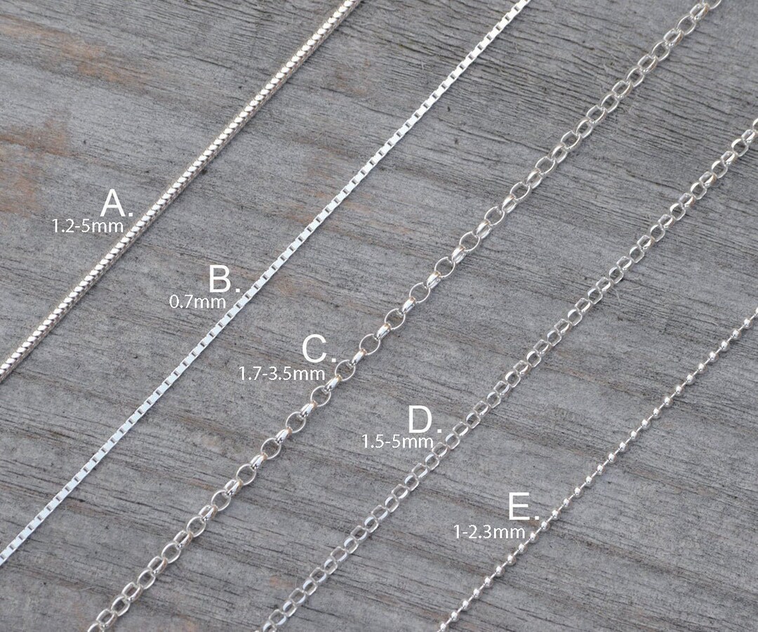 Solid Sterling Silver Chain, Snake Chain, Box Chain, Diamond Cut ...