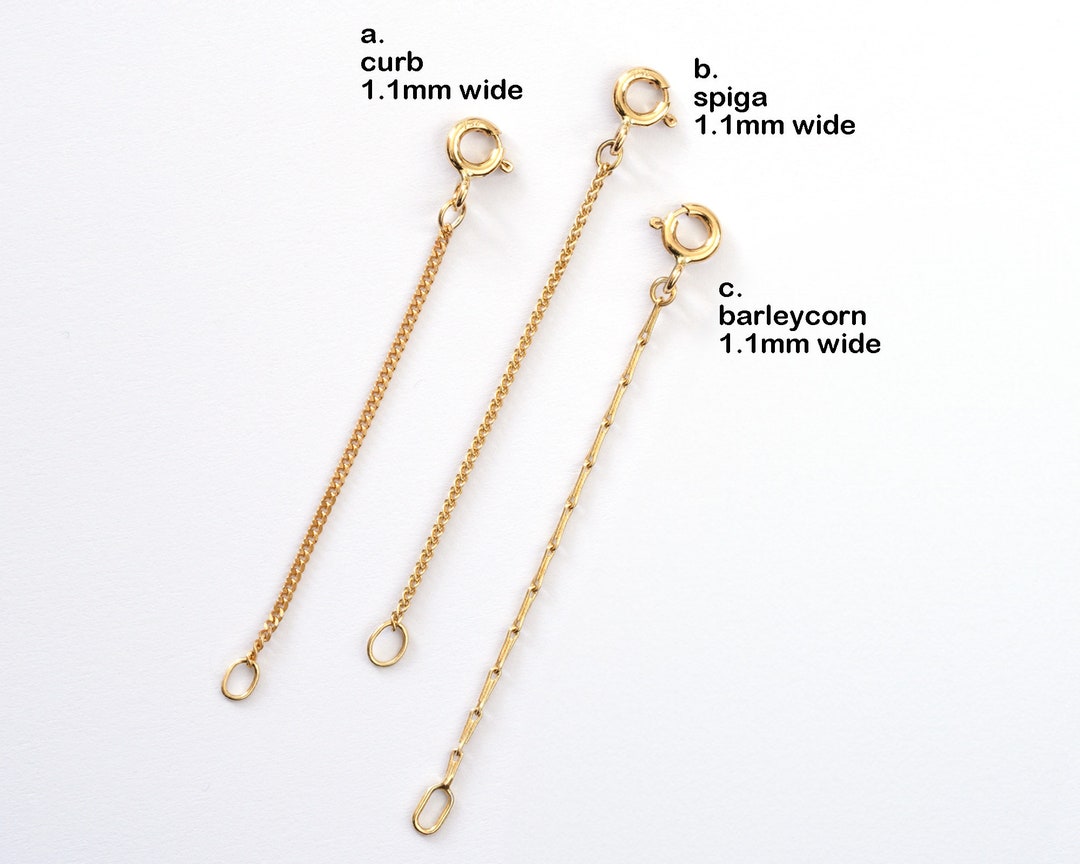 18ct Yellow Gold Chain Extender: Curb, Spiga, Barleycorn Styles - Etsy