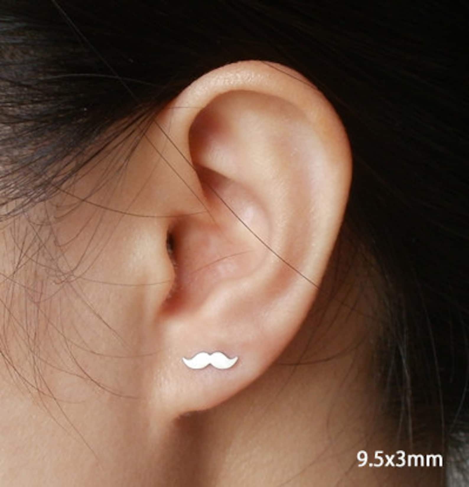 Moustache Stud Earrings, Silver Moustache Ear Posts - Etsy UK