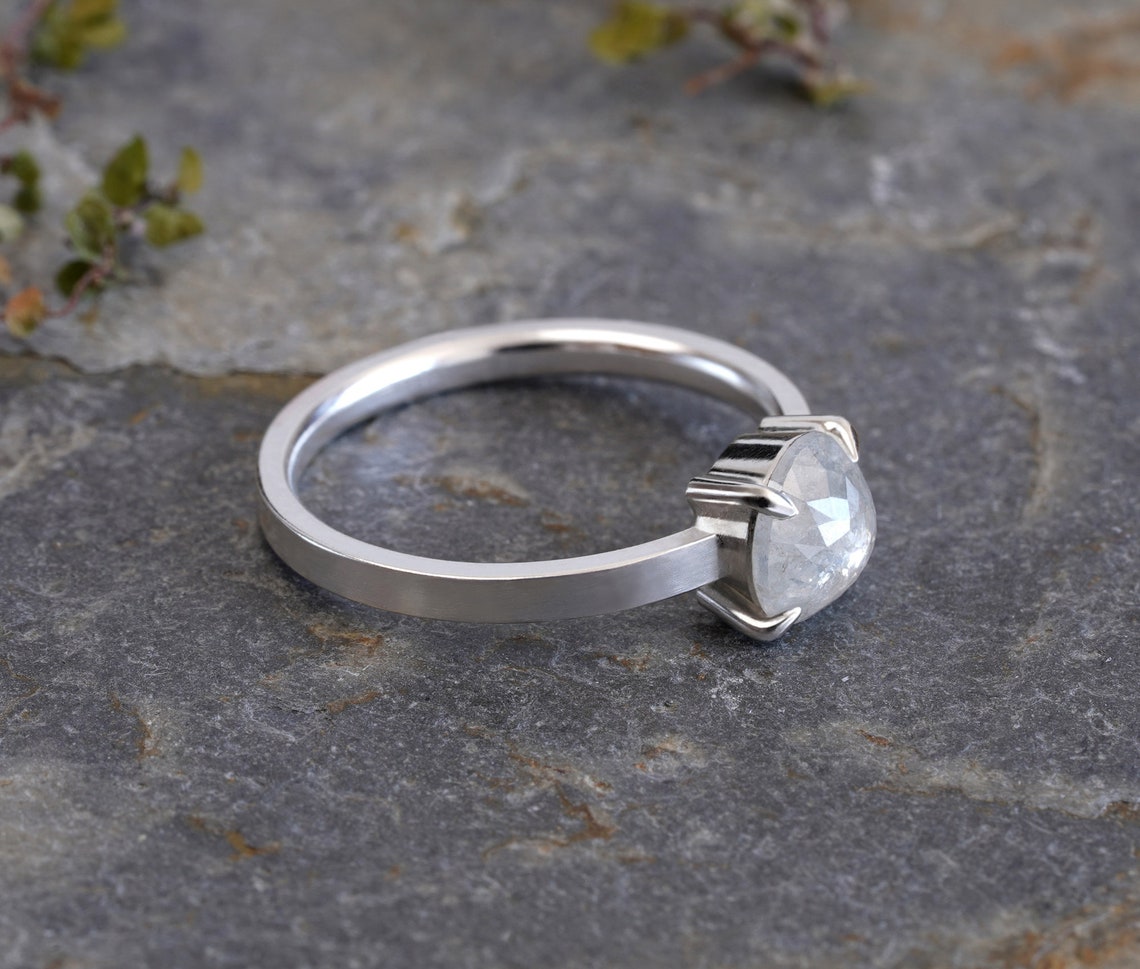 Ice White Diamond Engagement Ring Round Diamond Ring 0.91ct | Etsy