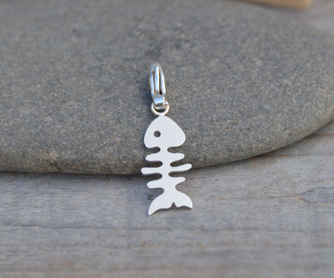 Fish Bone Charm in Sterling Silver Silver Fishbone Charm - Etsy