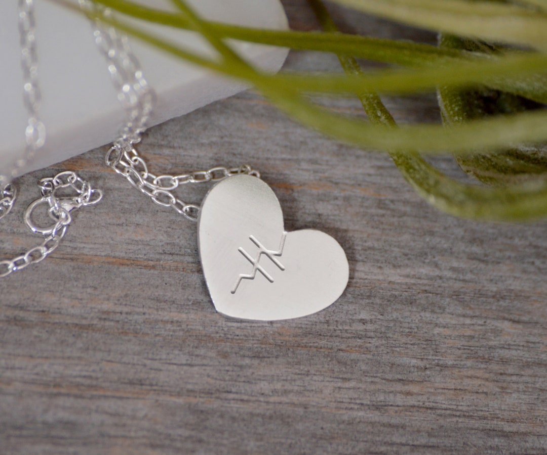 Mended Heart Necklace in Sterling Silver, Silver Mended Heart Shape ...