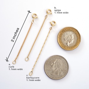 18ct Yellow Gold Chain Extender: Curb, Spiga, Barleycorn Styles - Etsy