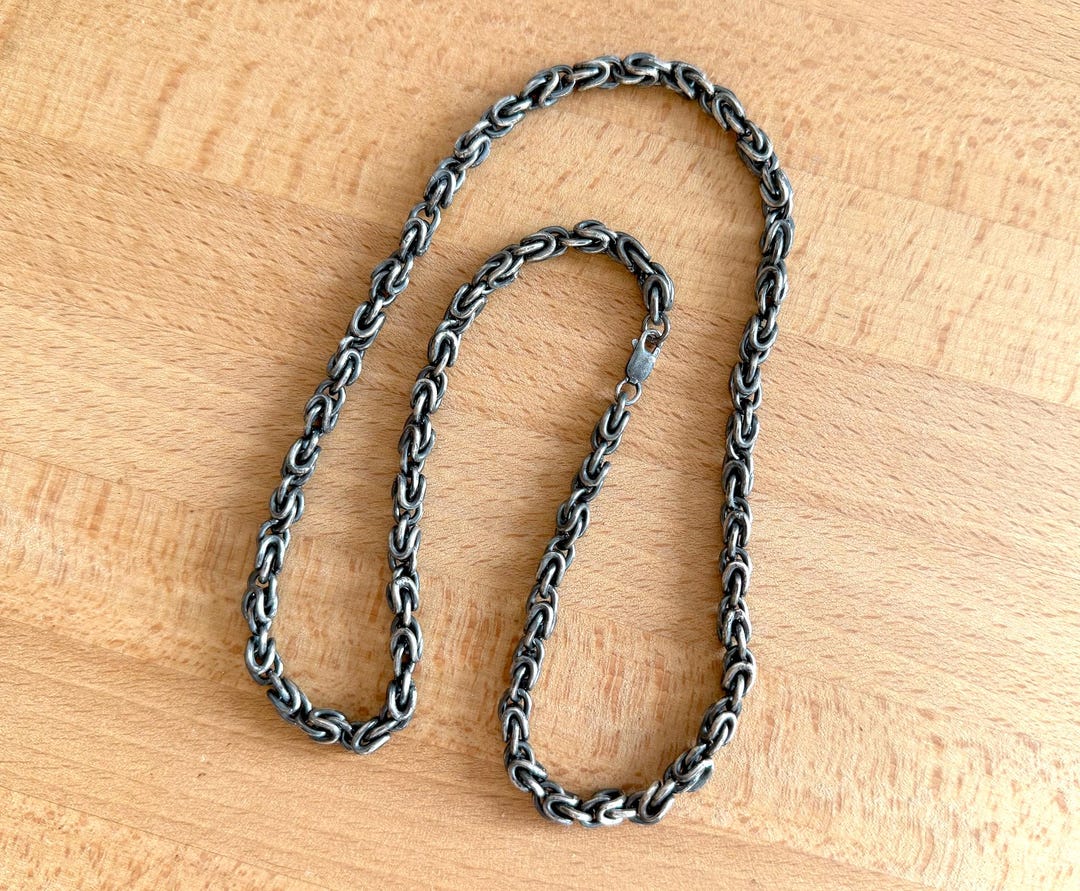 Oxidized Sterling Silver Moscow Bit Chain Necklace: Chunky Antique ...