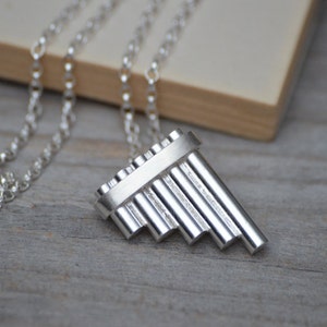Peter Pan's Pipe Necklace in Solid Sterling Silver, Silver Pipe ...