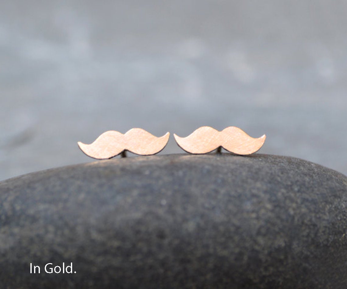 Moustache Stud Earrings, Silver Moustache Ear Posts - Etsy UK