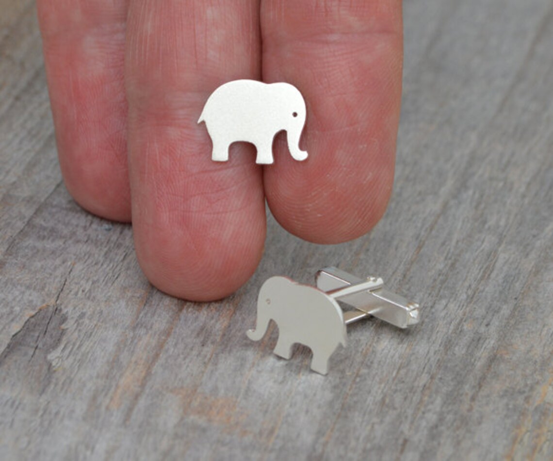 Elephant Cufflinks in Sterling Silver Silver Elephant - Etsy UK