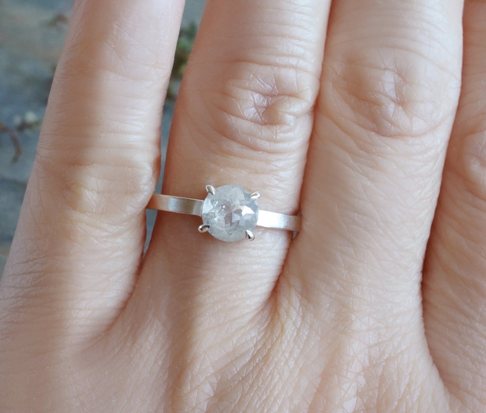 Ice White Diamond Engagement Ring Round Diamond Ring 0.91ct | Etsy