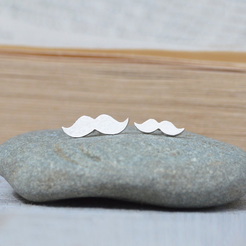 Moustache Stud Earrings, Silver Moustache Ear Posts - Etsy UK