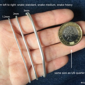 Solid Sterling Silver Chain, Snake Chain, Box Chain, Diamond Cut ...