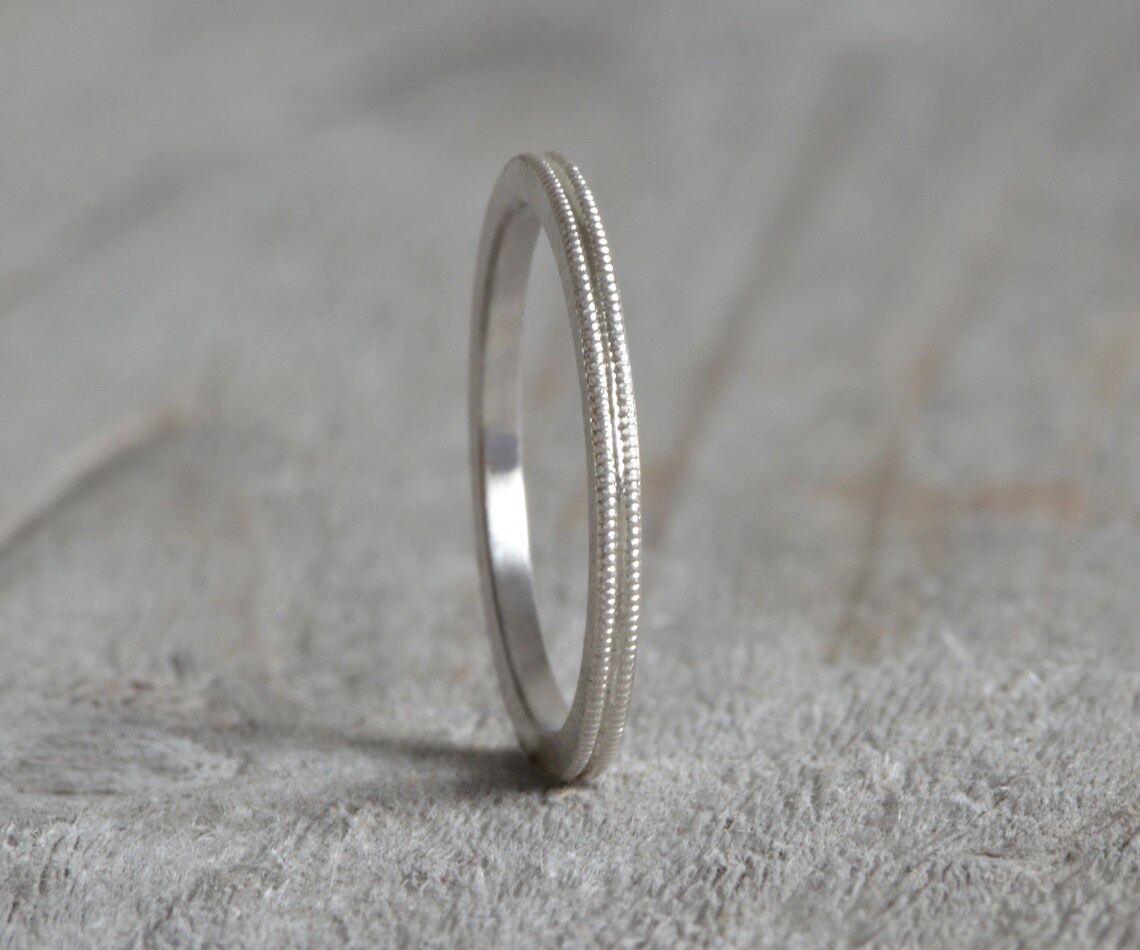Milgrain Wedding Band Slim Wedding Ring Slim Stacking Ring | Etsy