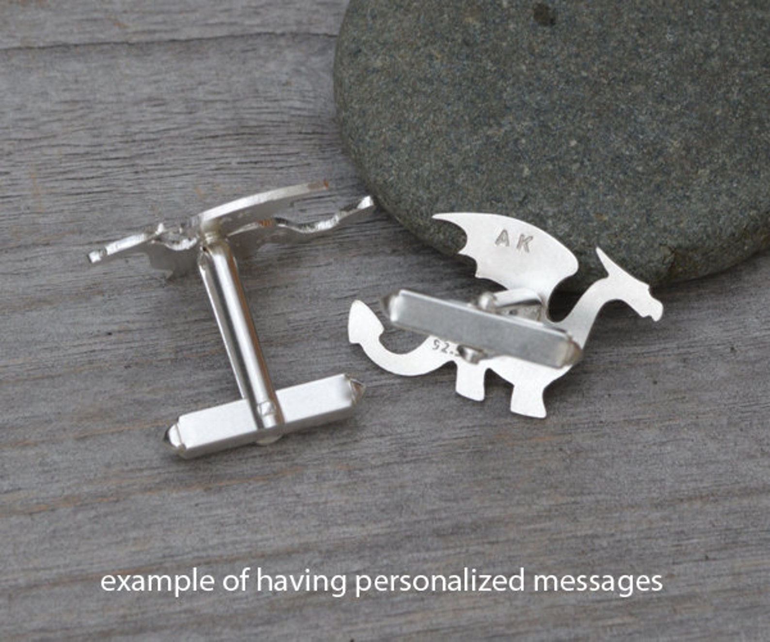 Dragon Cufflinks in Sterling Silver, Personalized Dragon Cufflink - Etsy