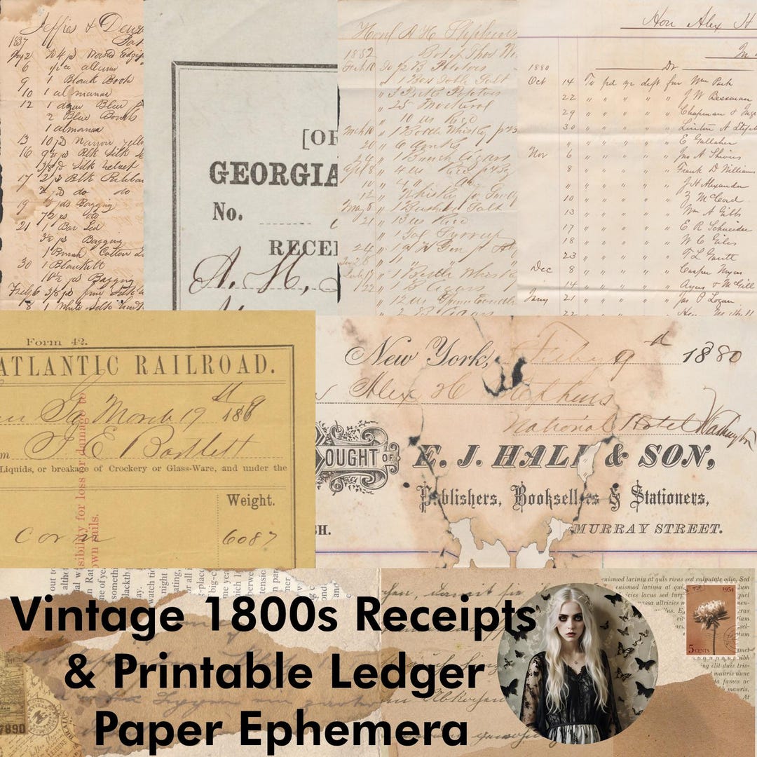 81 Vintage Ledger Paper & Receipts Ephemera - Original Scanned Papers ...