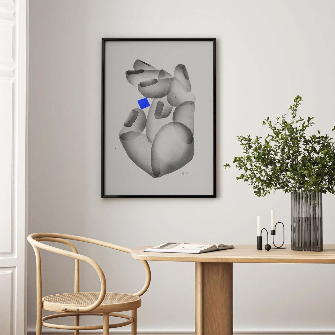 Unframed Poster Fingers, Digital Printable Art, Watercolor Black and ...