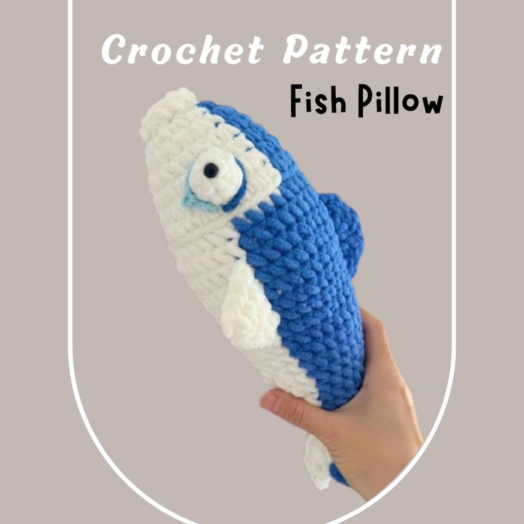 Big Fish Pillow Crochet Pattern Low Sew Marine Life Amigurumi PDF ...