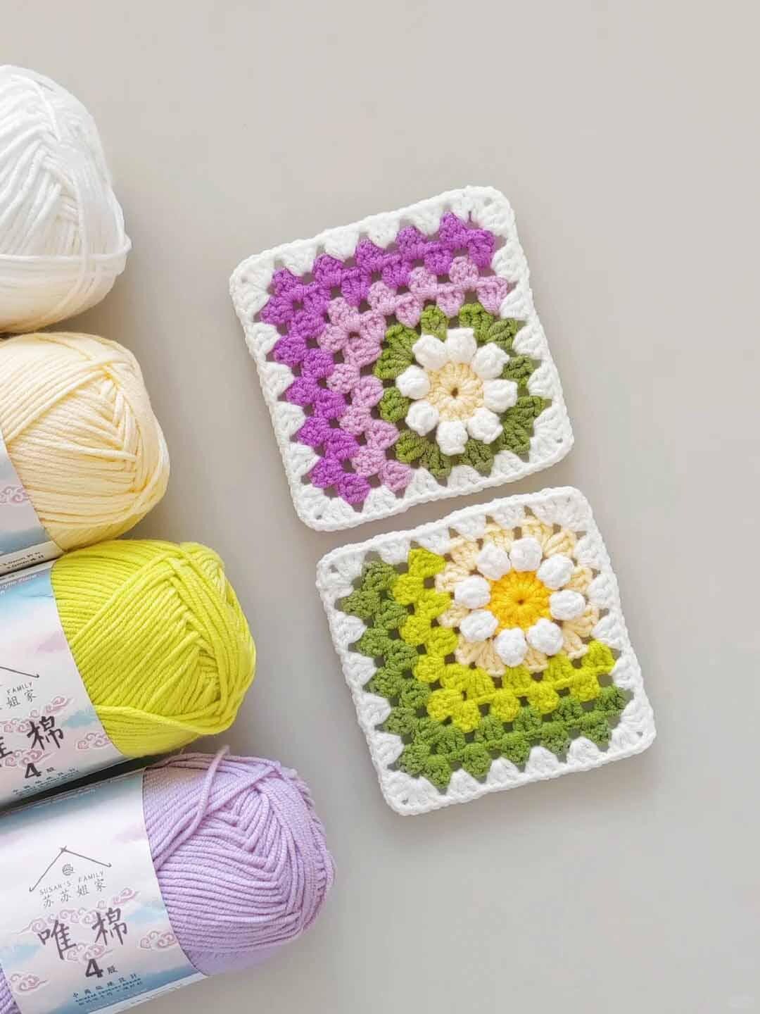 Corner Daisy Granny Square Crochet Pattern 3D Small Mini Daisy White ...