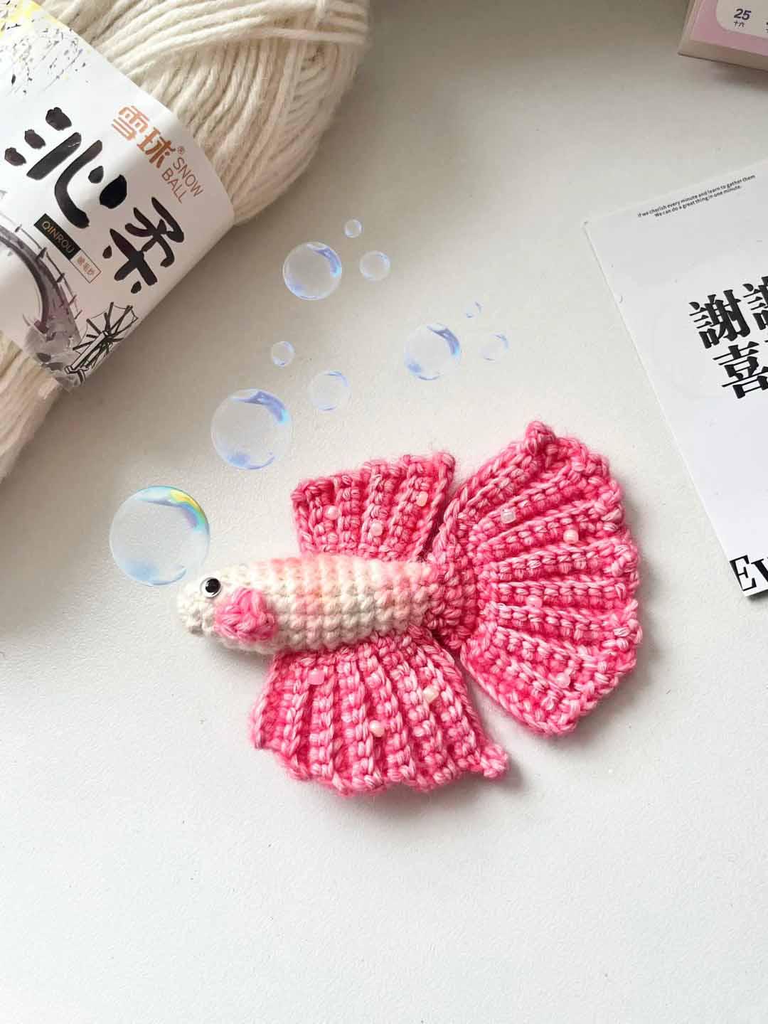 NO SEW Betta Fish Crochet Pattern Pink Siamese Fighting Fish Amigurumi ...