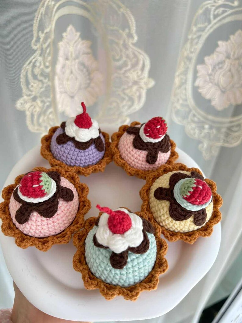 2IN1 Choco Cheesy Tart Crochet Pattern Chocolate Strawberry Cherry ...
