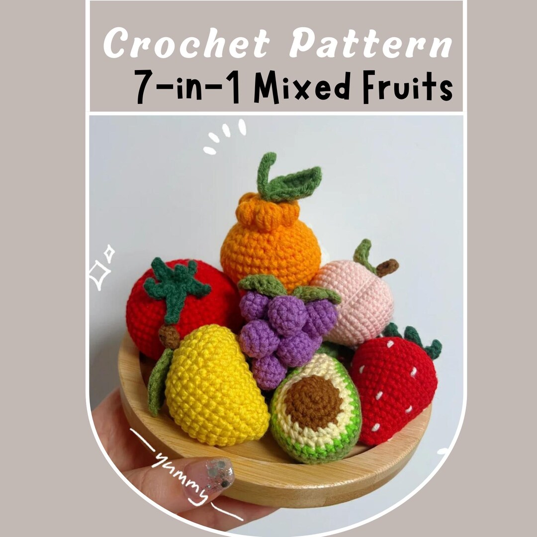 7IN1 Mixed Fruit Bundle Crochet Pattern Melon Fruits Tomato Tangerine ...