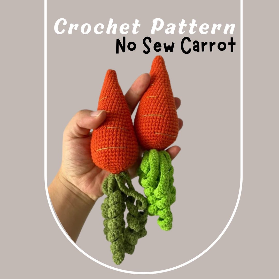 No Sew Carrot Crochet Pattern Easy Play Food Amigurumi Vegetable Kids ...
