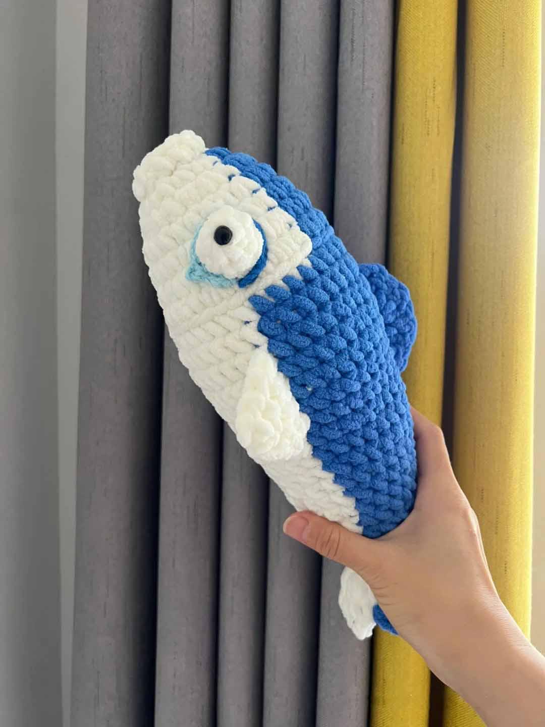 Big Fish Pillow Crochet Pattern Low Sew Marine Life Amigurumi PDF ...