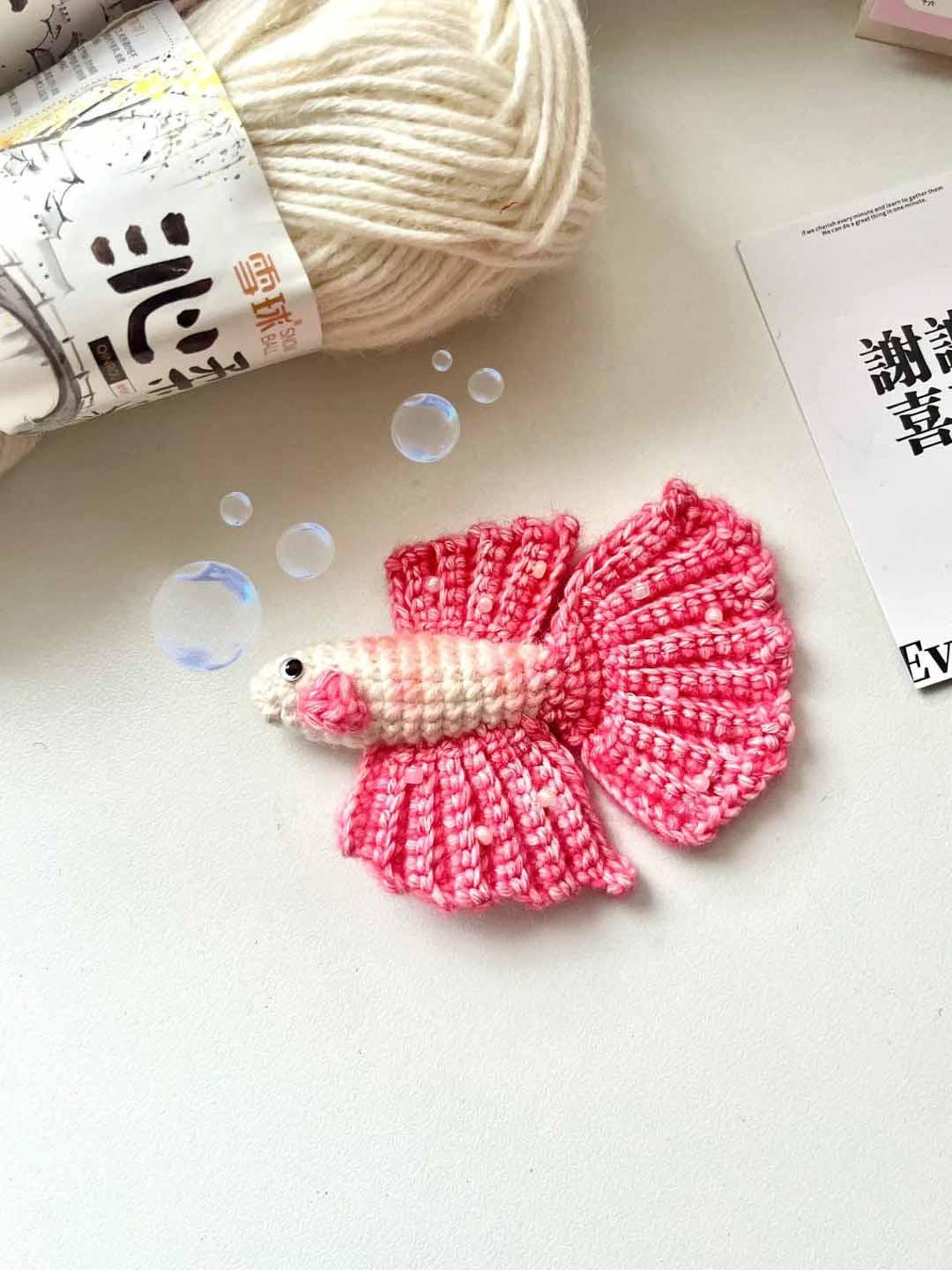 NO SEW Betta Fish Crochet Pattern Pink Siamese Fighting Fish Amigurumi ...