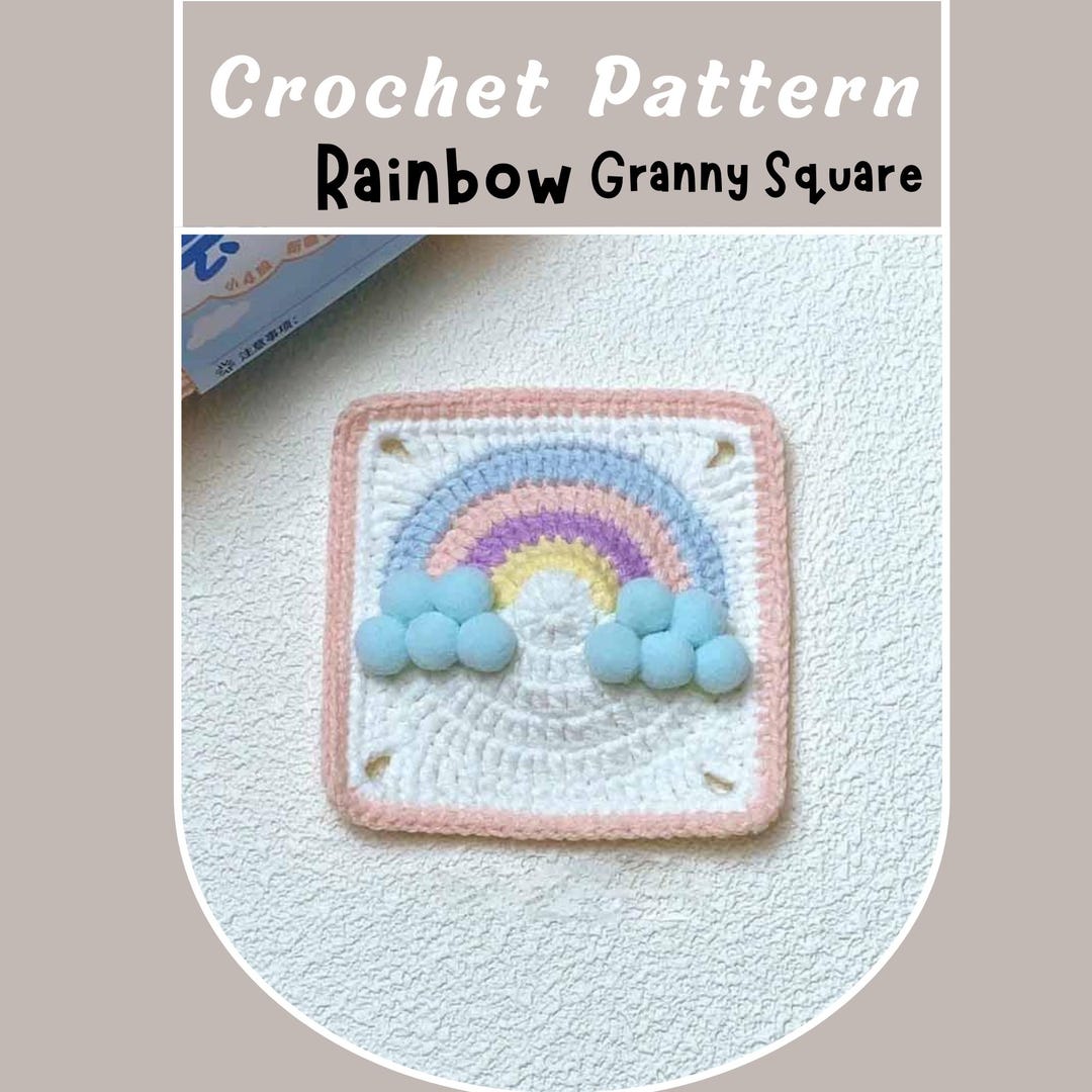 Rainbow Granny Square Crochet Pattern PDF Cloud Colorful Blanket Spring ...