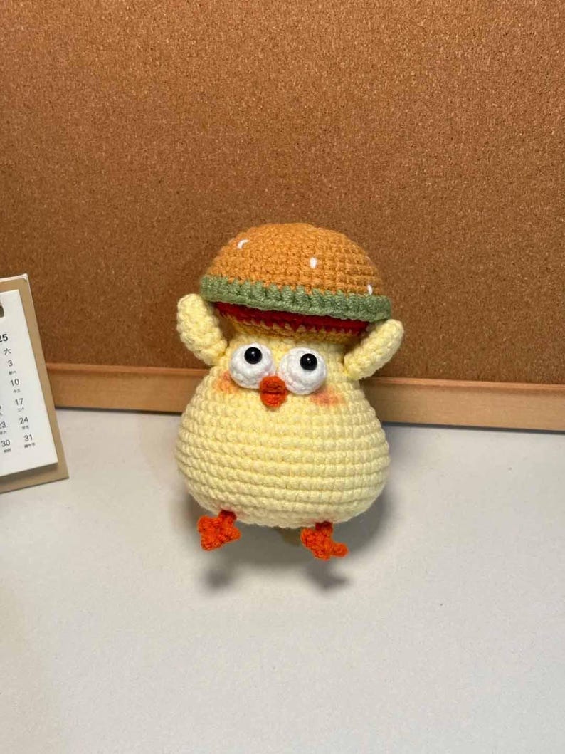 Burger Chick Crochet Pattern Cute Chubby Chicken Food Plush Toy Funny ...