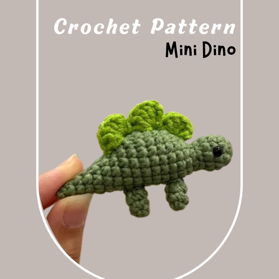 Mini Dino Crochet Pattern Easy Quick Very Low Sew Green Baby Small Cute ...