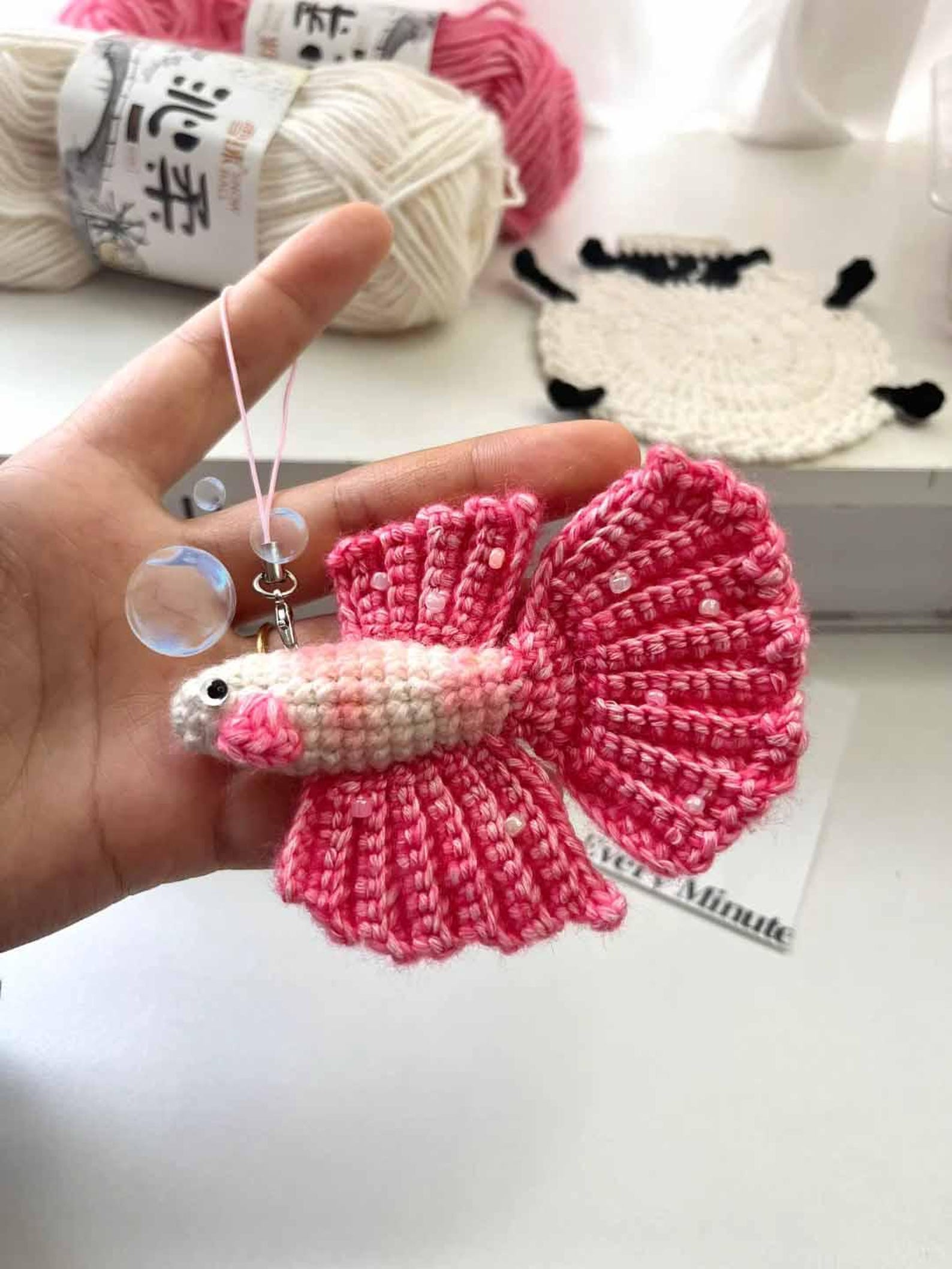 NO SEW Betta Fish Crochet Pattern Pink Siamese Fighting Fish Amigurumi ...