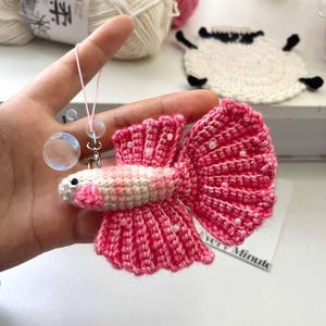 NO SEW Betta Fish Crochet Pattern Pink Siamese Fighting Fish Amigurumi ...