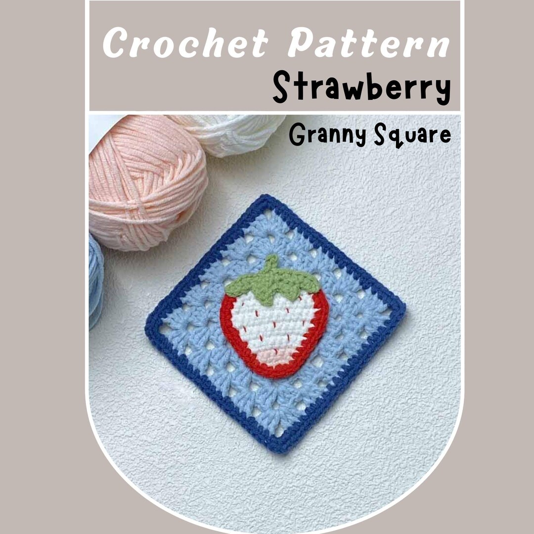 Strawberry Granny Square Crochet Pattern Strawberry Applique Blanket ...