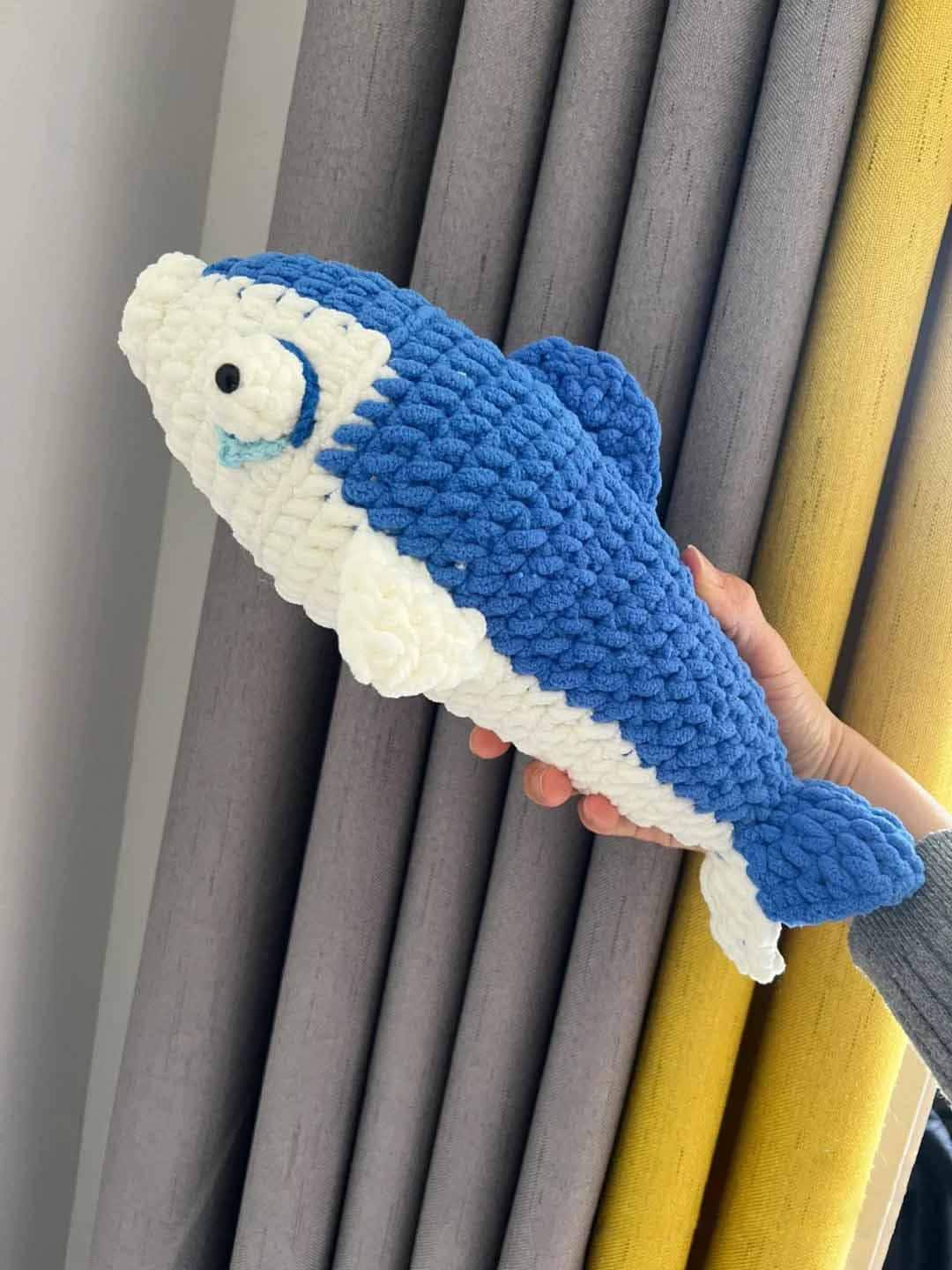 Big Fish Pillow Crochet Pattern Low Sew Marine Life Amigurumi PDF ...