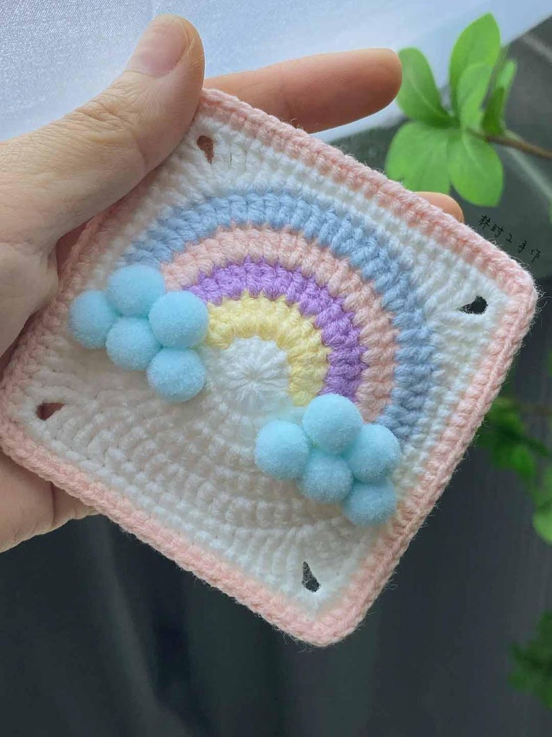 Rainbow Granny Square Crochet Pattern PDF Cloud Colorful Blanket Spring ...