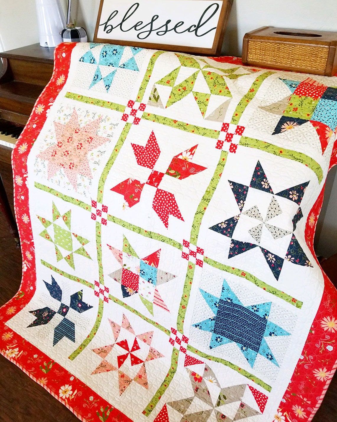 Garden Stars Sampler Quilt Paper Pattern #175 - Etsy