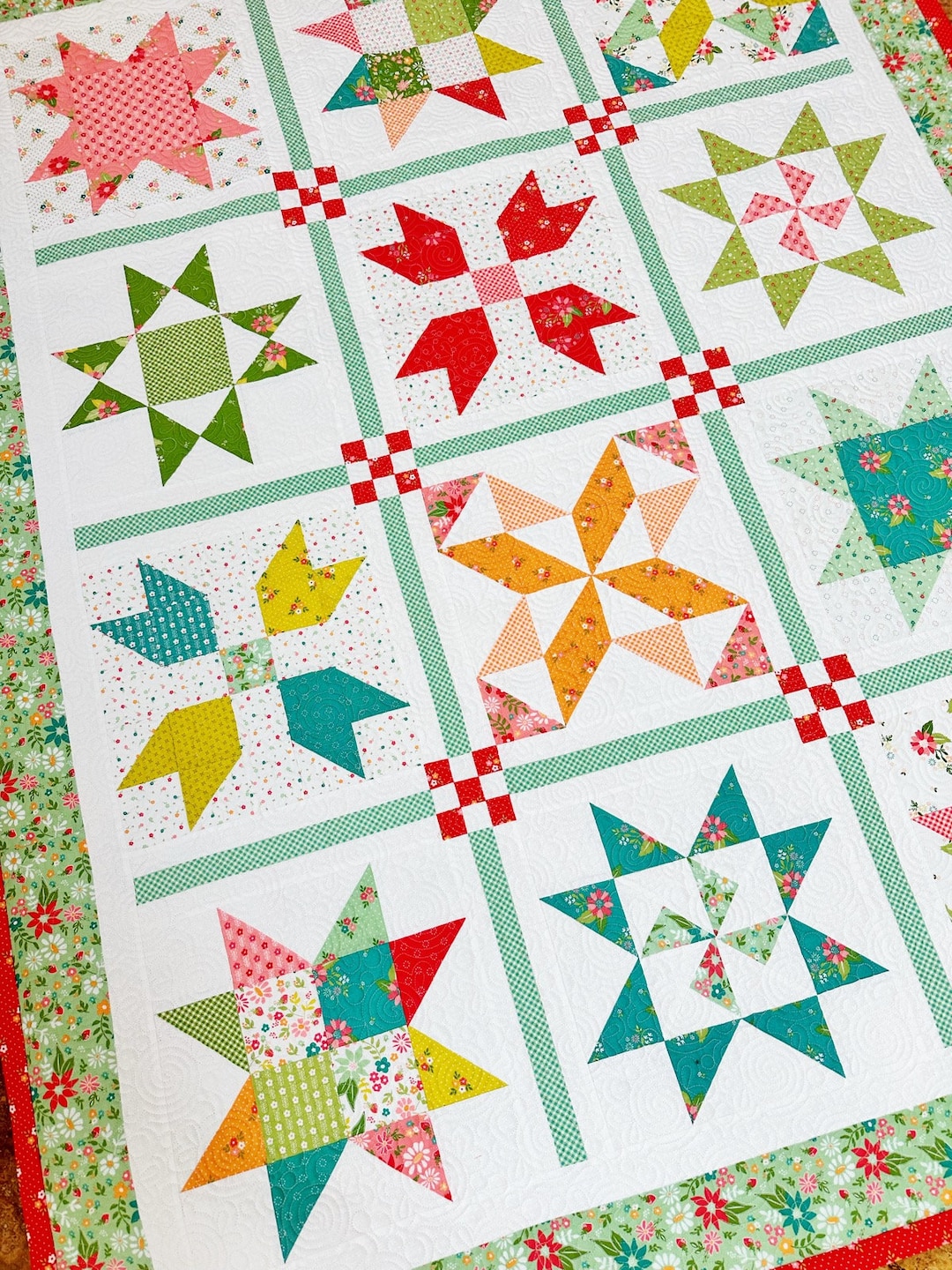 Garden Stars Sampler Quilt Paper Pattern #175 - Etsy