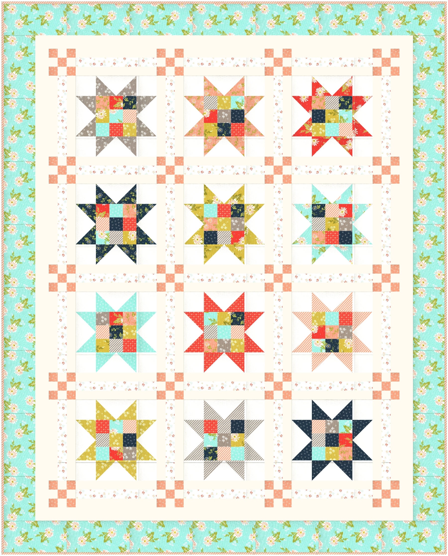 Patchwork Stars Quilt Pattern PDF - QLD 209 - Etsy