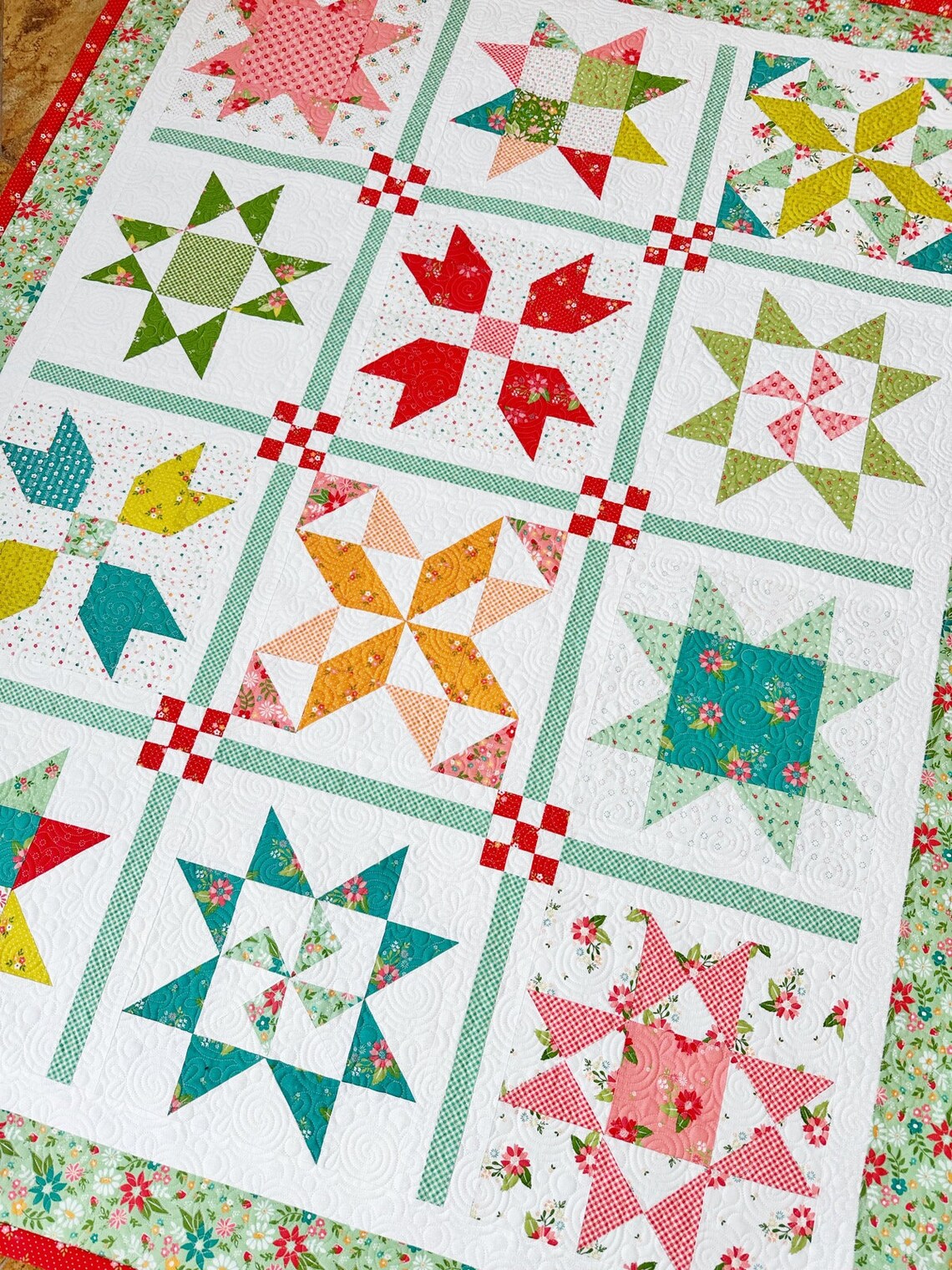 Garden Stars Sampler Quilt Paper Pattern #175 - Etsy
