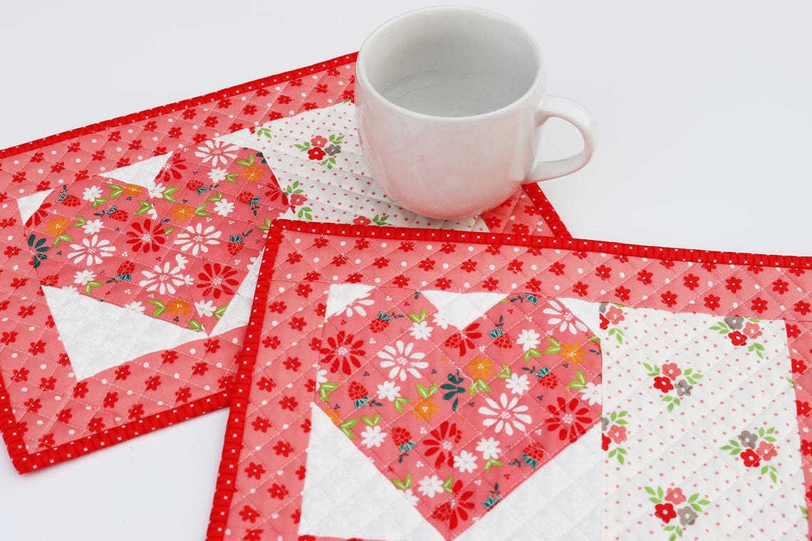 Heart Mug Rug & Pillow Pattern (paper) - Etsy