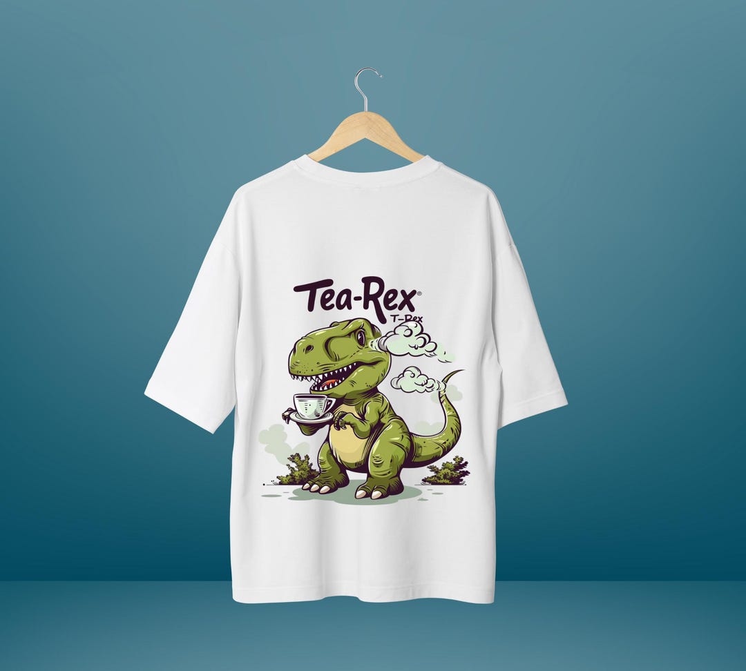 Tea Rex T-shirt Design PNG Cute Dinosaur With Teacup Graphic Digital ...
