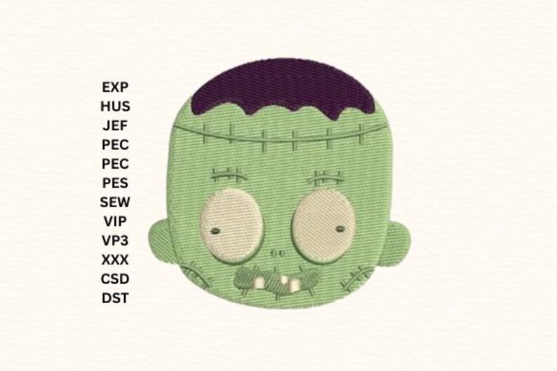 Scarred Zombie Face Embroidery Design, Embroidery Files, Scarred Zombie ...