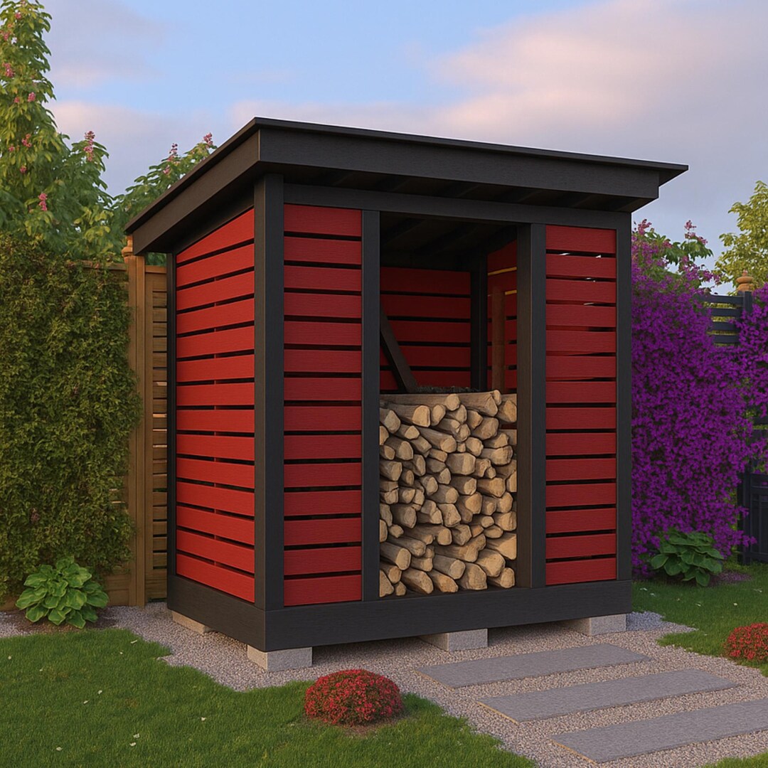 4x8 Firewood Shed Plan | DIY Lean-to Wood Storage Shed | Outdoor Log ...