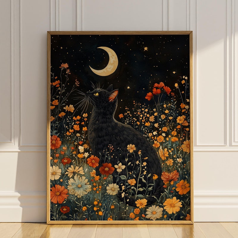 Black Cat Moon - Etsy