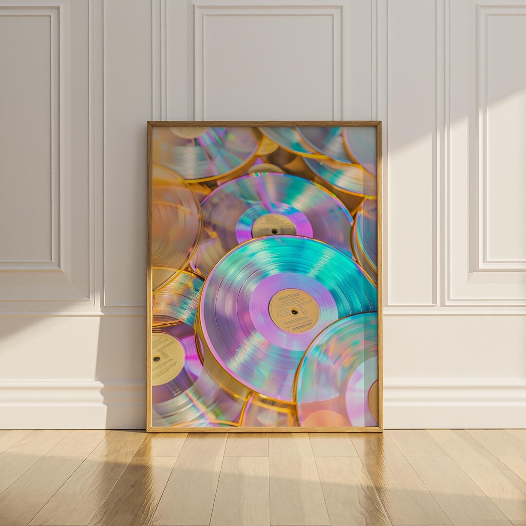 Iridescent Vinyl Record Wall Art Vintage Retro Turntable 80s Music ...